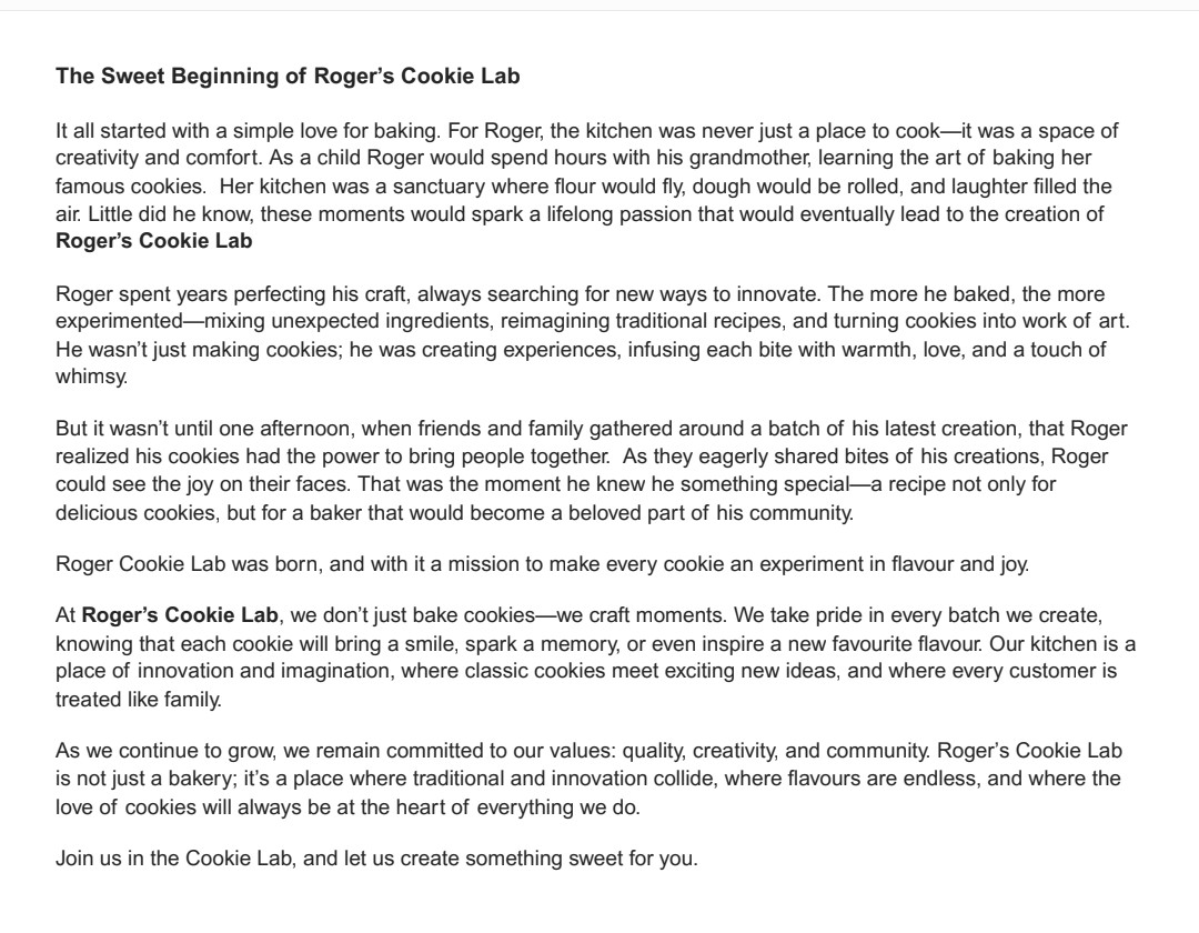- Roger's Cookies Lab